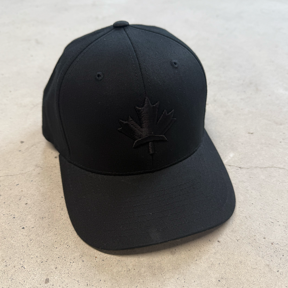Maple Leaf Flex Fit Embroidered Cap - Black